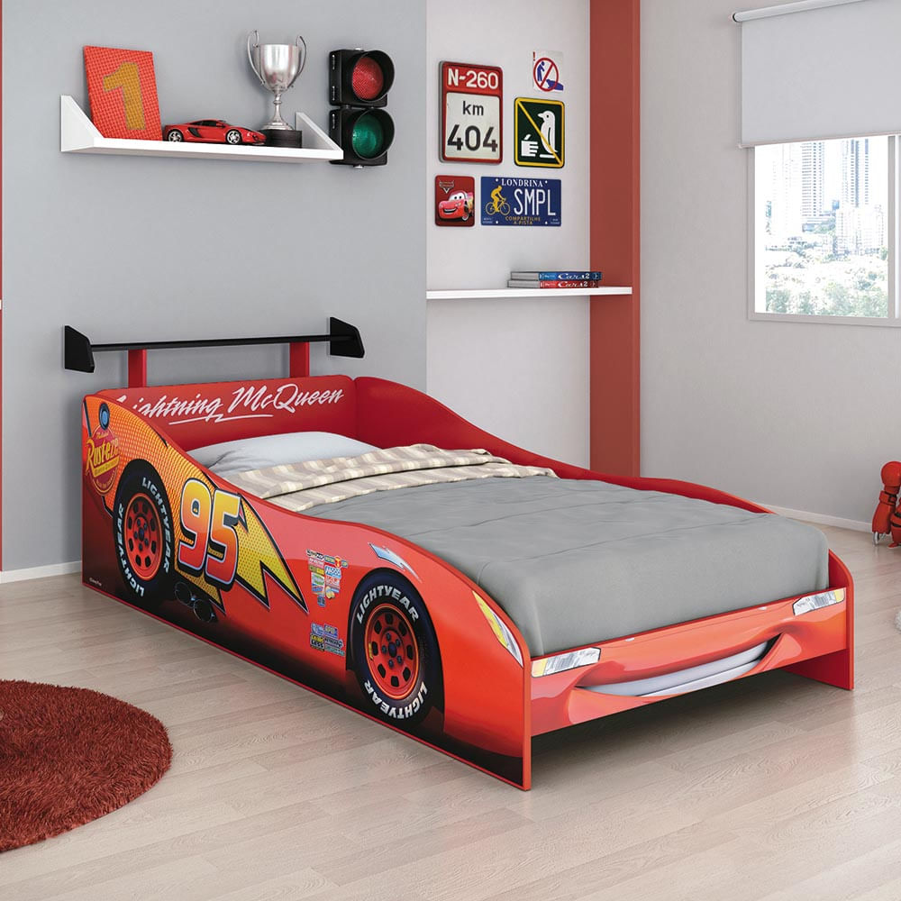 Cama infantil Carros Disney Plus com Aerofólio - 100% MDF - Vermelho ...