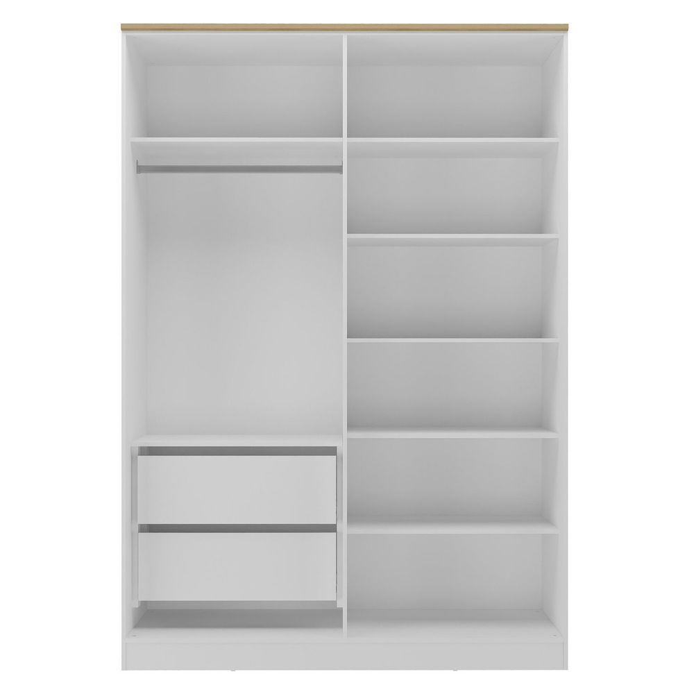 Guarda Roupa Infantil 4 Portas 2 Gavetas MDF Sky Branco/Olmo Italiano ...